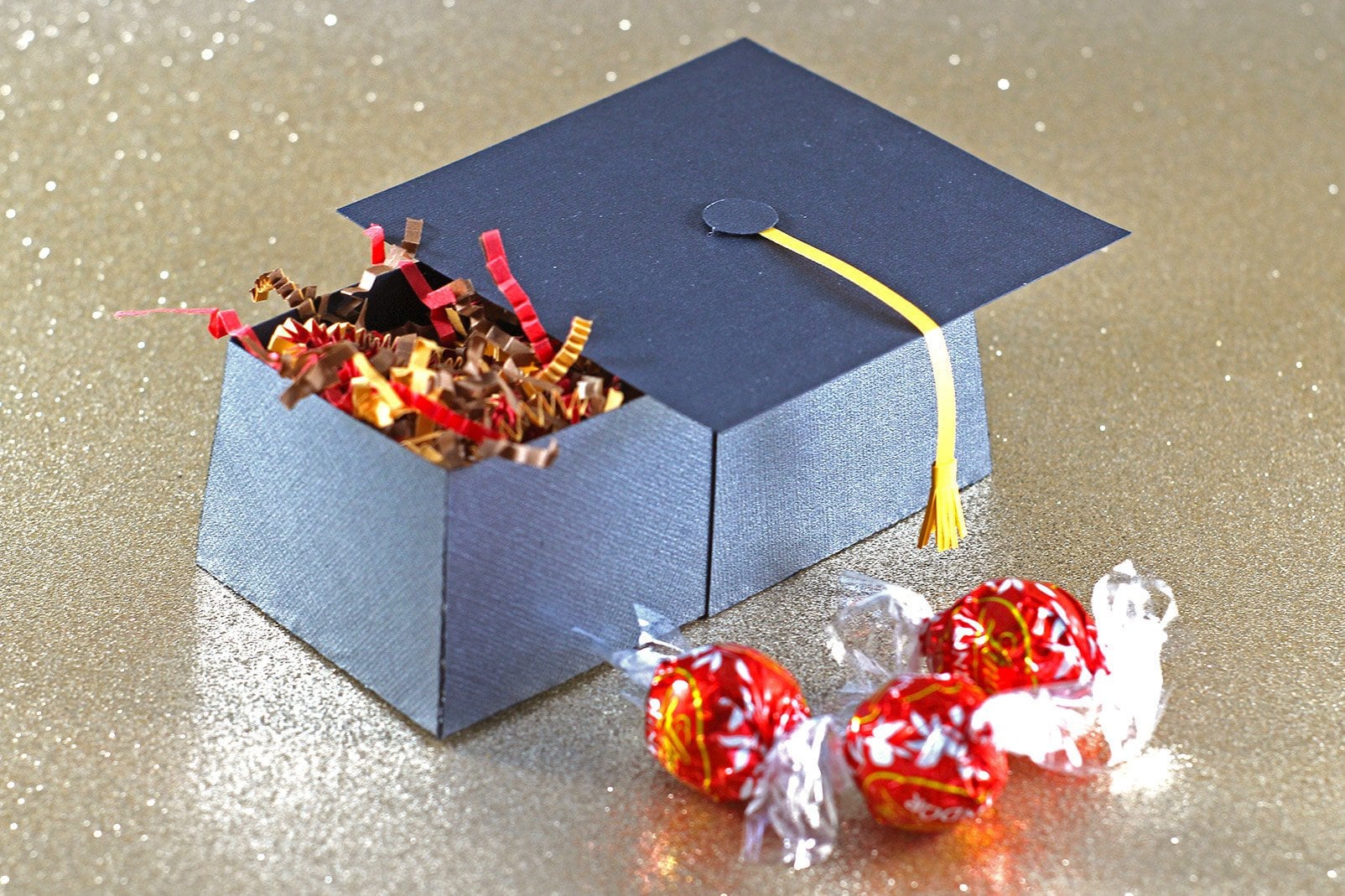 SVG File: 3D Graduation Cap Gift Box / Favor Box / Treat Box with Paper ...